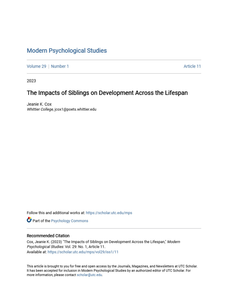 Impacts of Siblings On Development | PDF | Sibling | Developmental ...