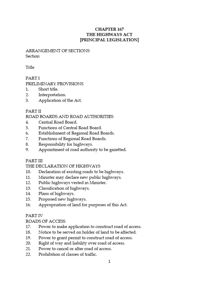 Highways Act Overview and Provisions | PDF | Road | Traffic