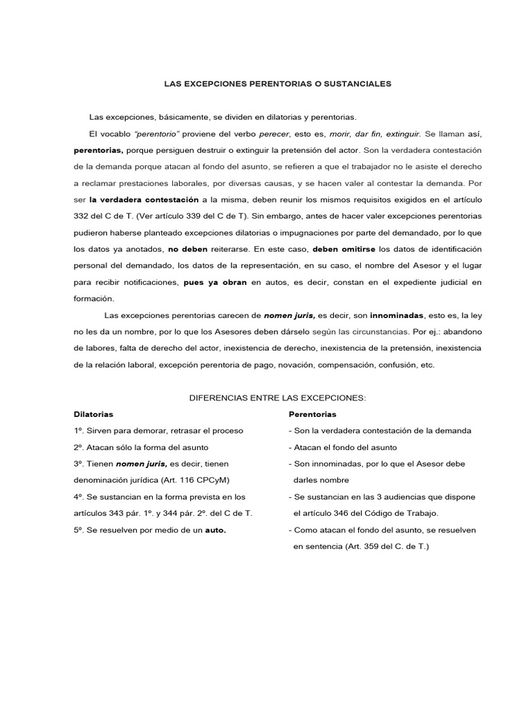 Las Excepciones Perentorias | PDF | Justicia | Crimen y violencia