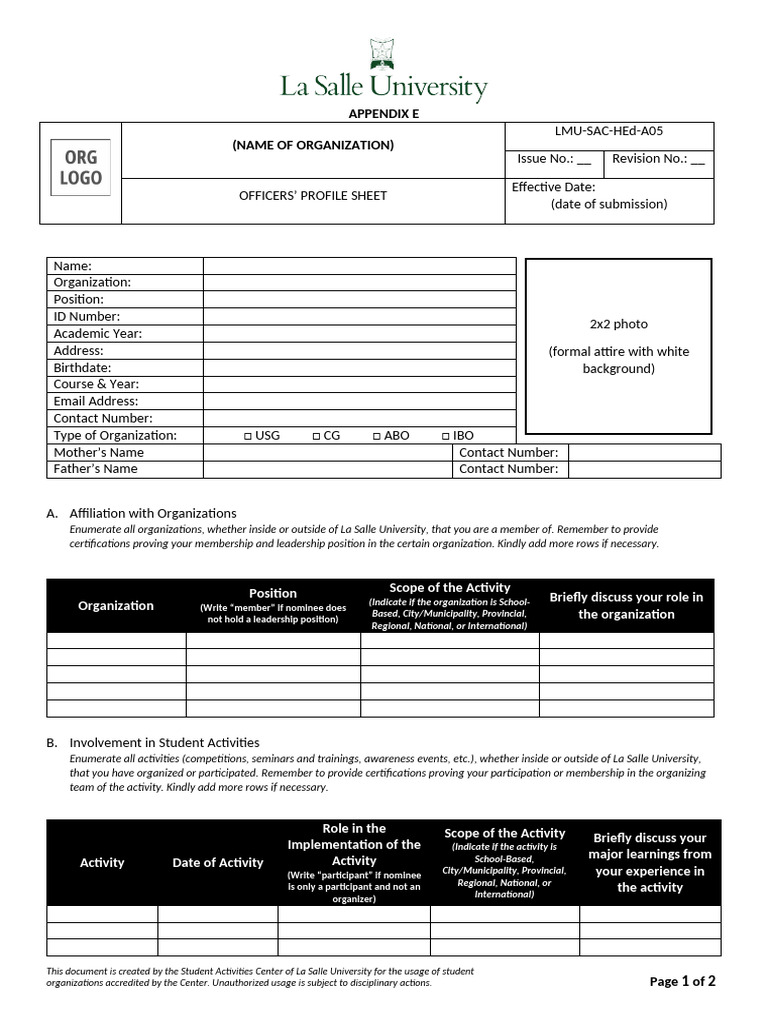 Officers' Profile and Accomplishments | PDF