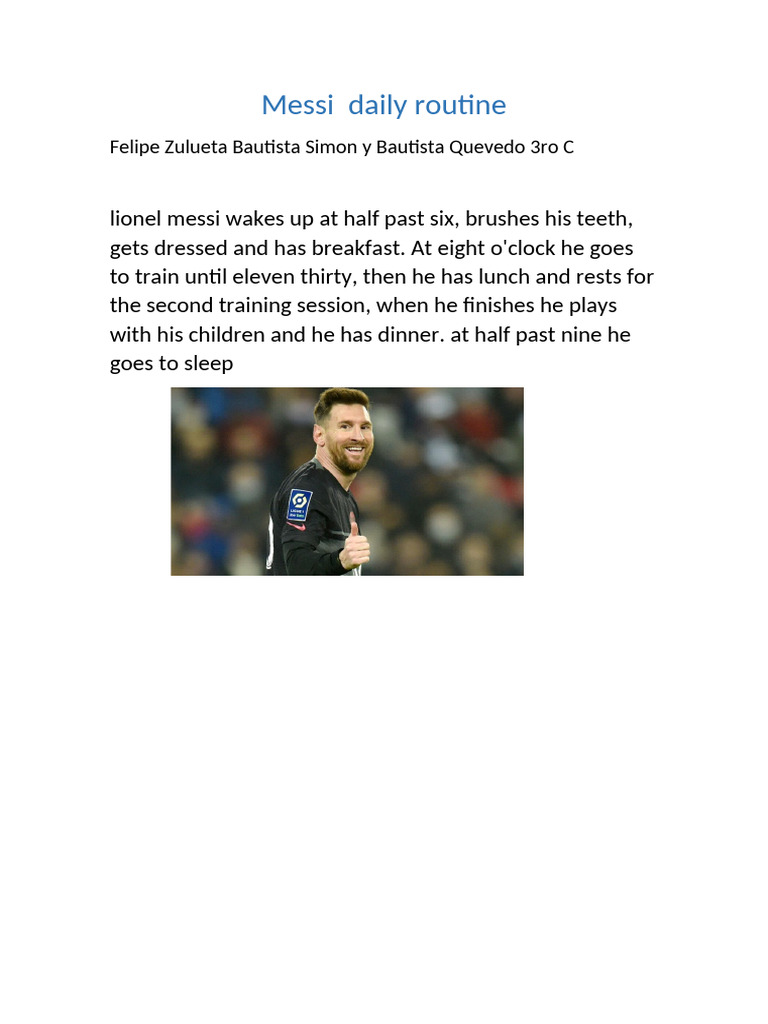 Messi Daily Routine Felipe Zulueta Bautista Simon y Bautista Quevedo | PDF