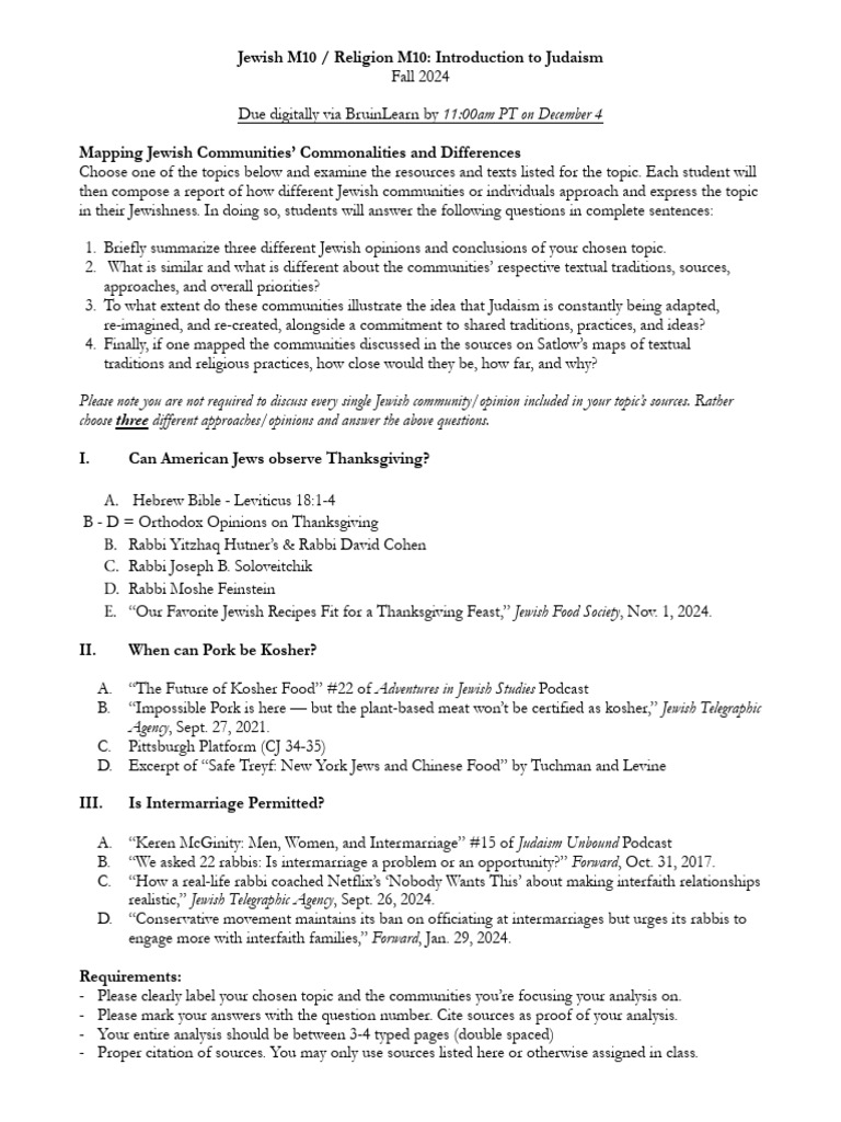 Exploring Diverse Jewish Perspectives | PDF | Rabbi | Jewish Religious ...