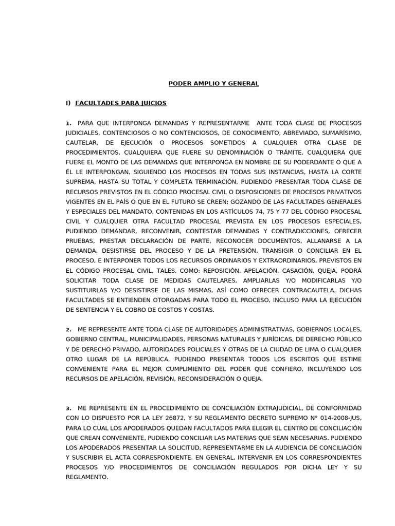 RZ - Modelo de Poder Con Facultades Amplias y Generales | PDF | Bancos | Arbitraje