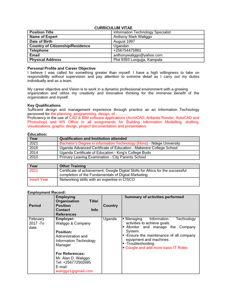 CURRICULUM VITAE Lang Version | PDF | Server (Computing) | Databases