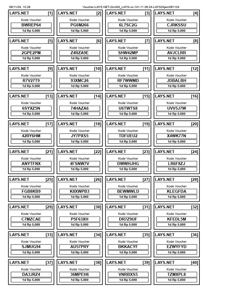 24JAM - LAYS VC 141 11.06.24 LAYS24jam061124 | PDF