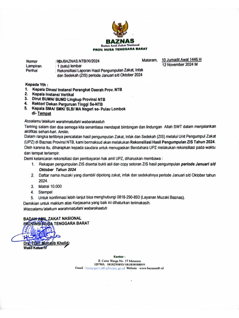 Undangan Rekonsiliasi ZIS | PDF