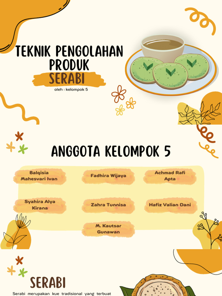 Teknik Pengolahan Produk Serabi Kelompok 5 | PDF