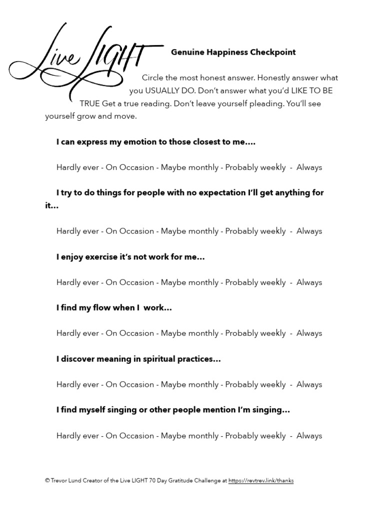 Genuine Happiness Checkpoint | PDF
