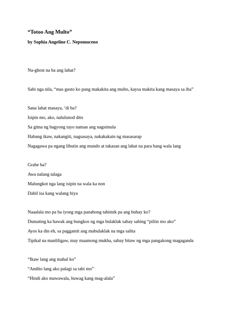 Totoo Ang Multo Poetry | PDF