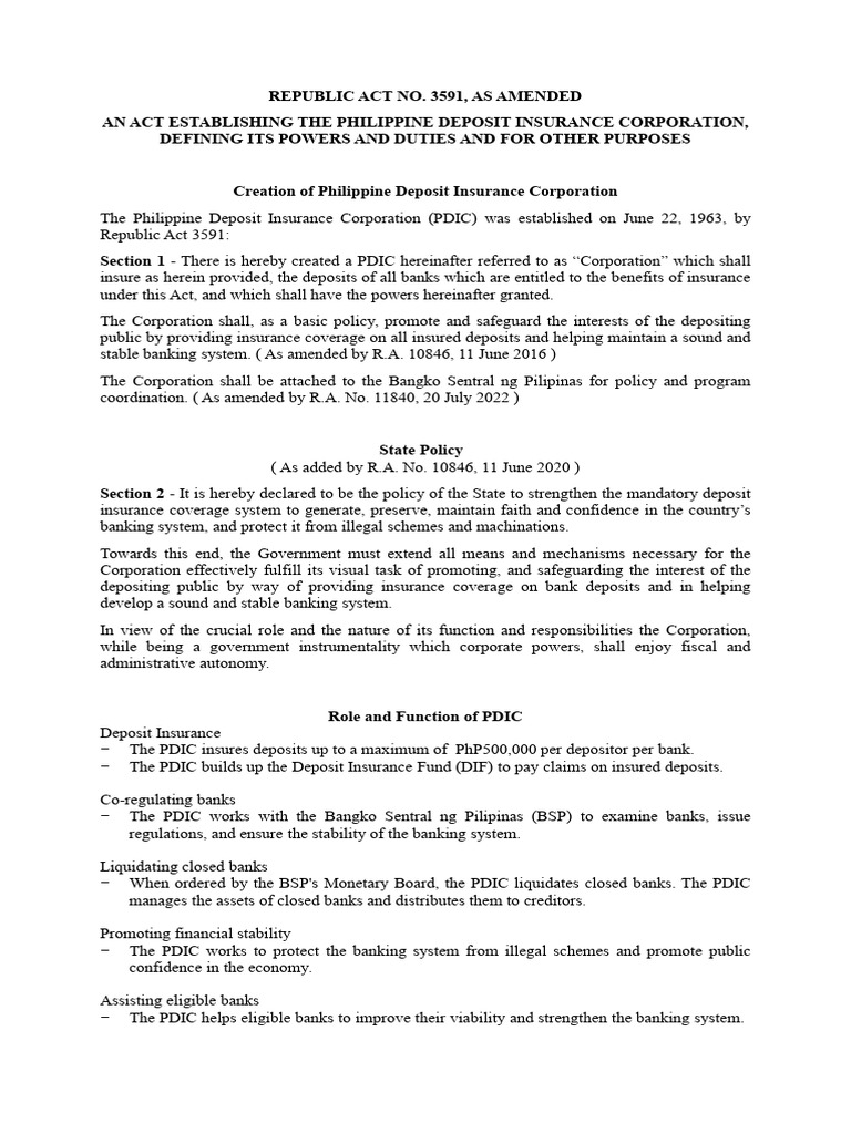 PDIC Source Materal Group 2 | PDF | Banks | Liquidation
