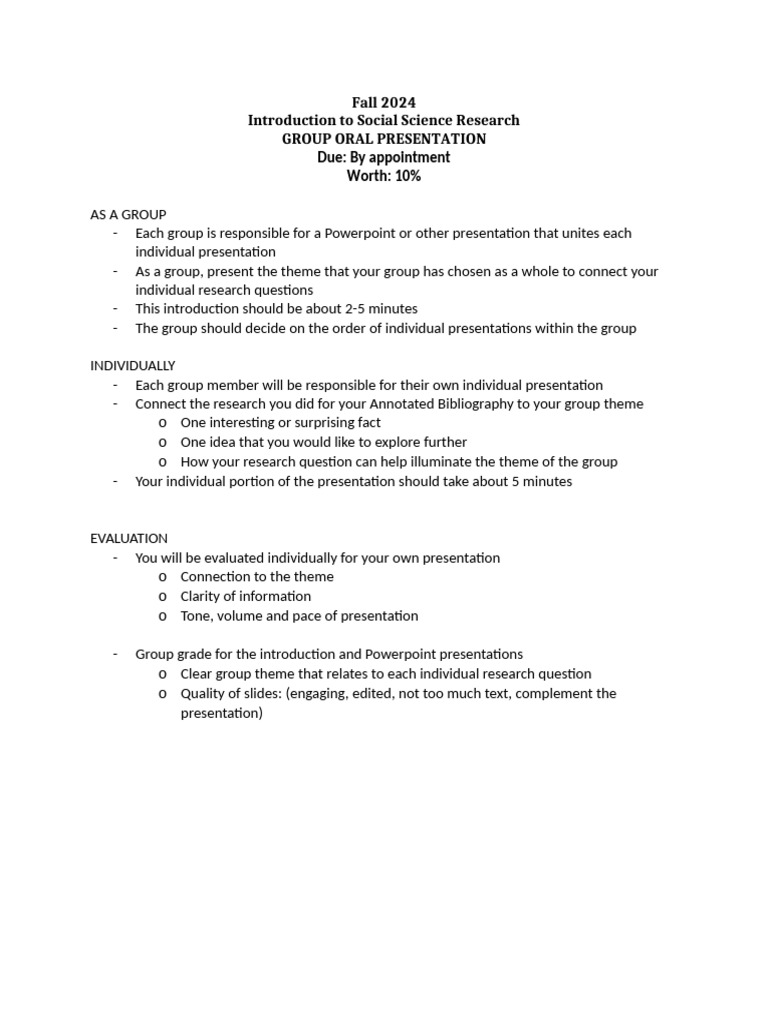 Social Science Group Presentation Guide | PDF