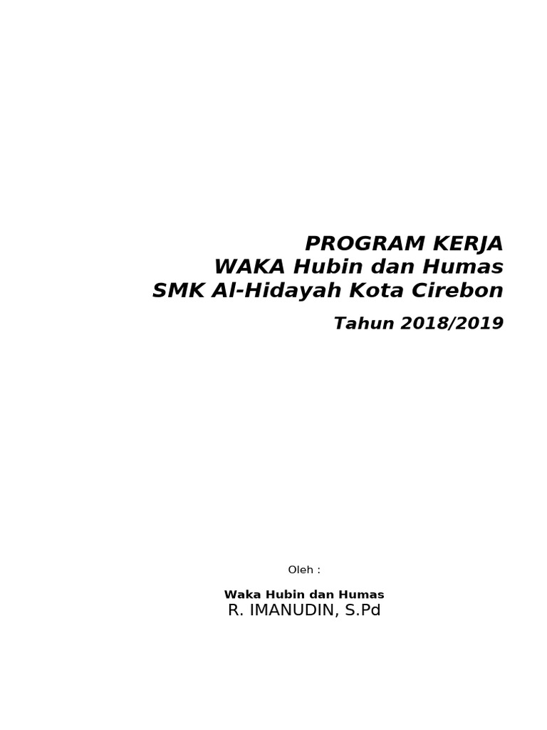 Program Kerja Waka Hubin Dan Humas | PDF