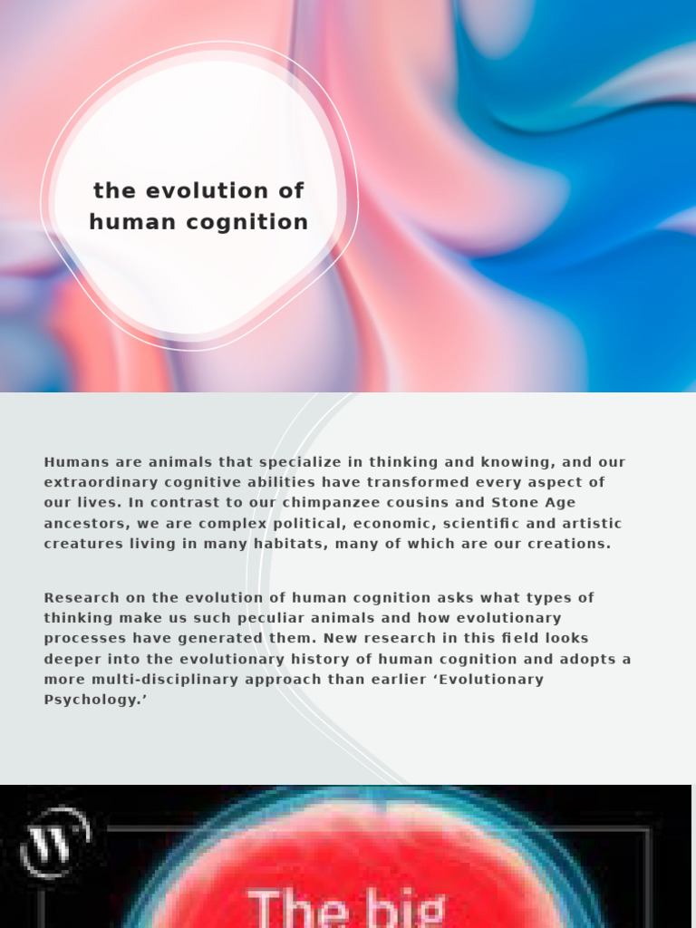 Evolution of Human Cognition Explained | PDF | Intelligence | Thought