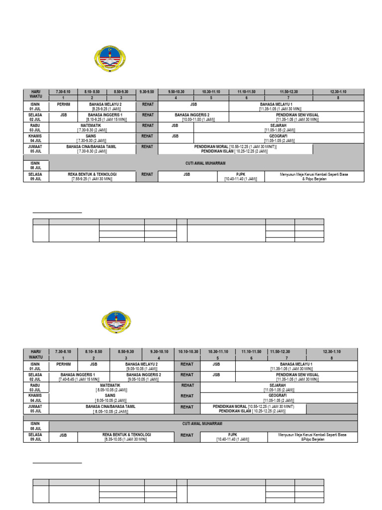 Jadual Ujian Pertengahan Sesi Akademik 2024 (Upsa) | PDF