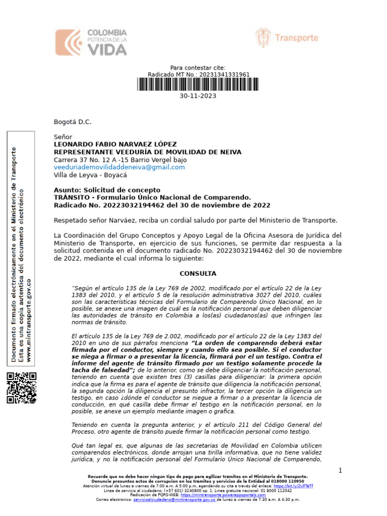 TR - NSITO - Formulario - Nico Nacional de Comparendo | PDF | Documento de identidad | Licencia ...