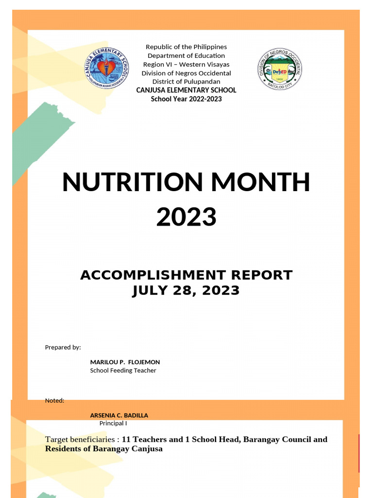 Canjusa ES Accomplishment-Report On NUTRITION-MONTH 2023 | PDF