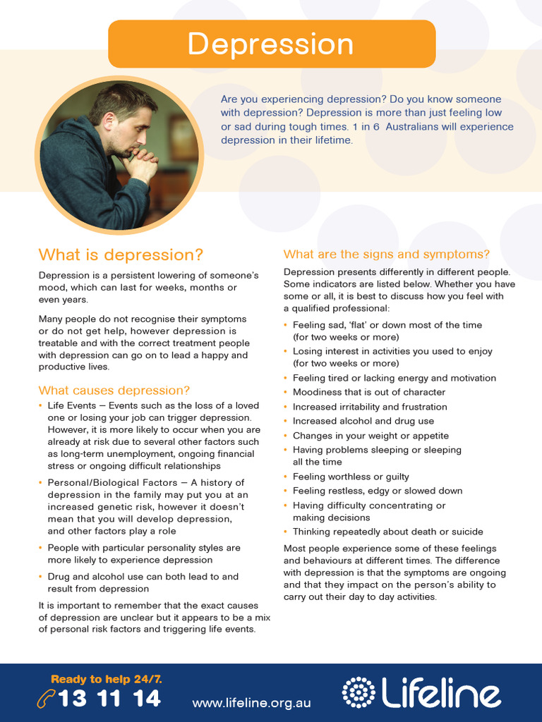 Rev1 - LL 4pp Fact Sheet - Depression | PDF | Major Depressive Disorder ...