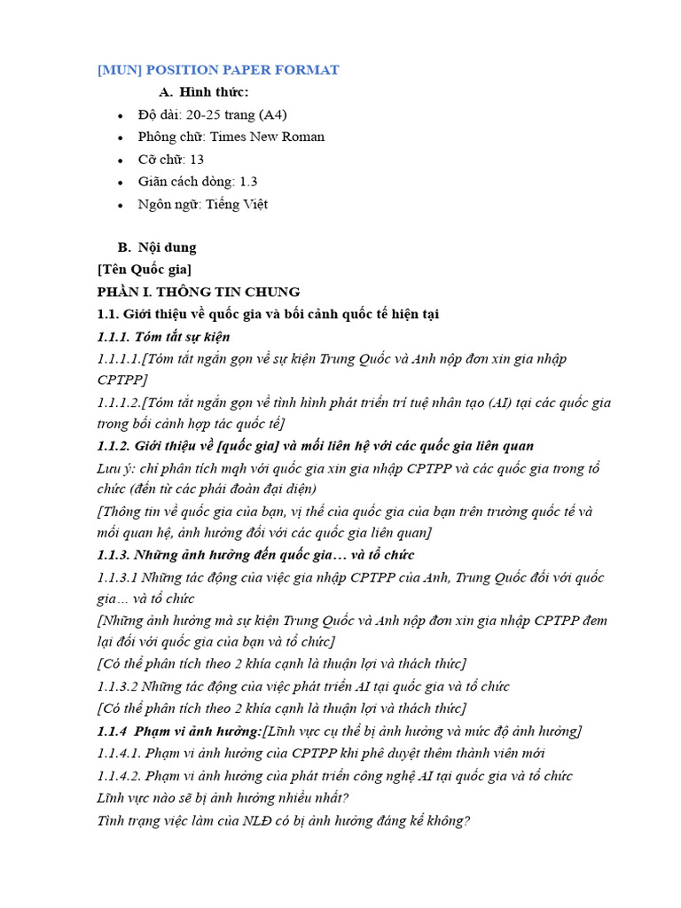 MUN - POSITION PAPER FORMAT - Official | PDF