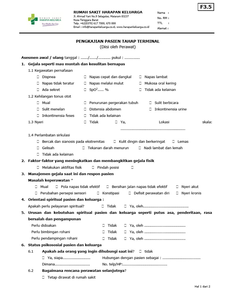 F3.5 Pengkajian Pasien Tahap Terminal | PDF
