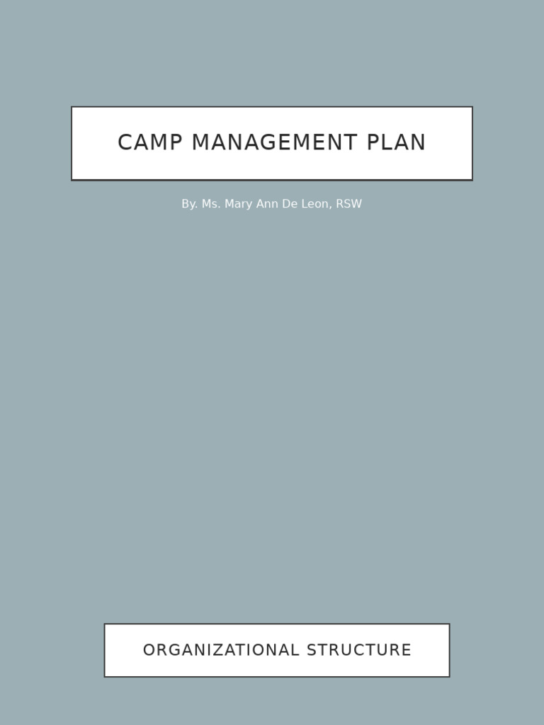 Camp Management Plan | PDF