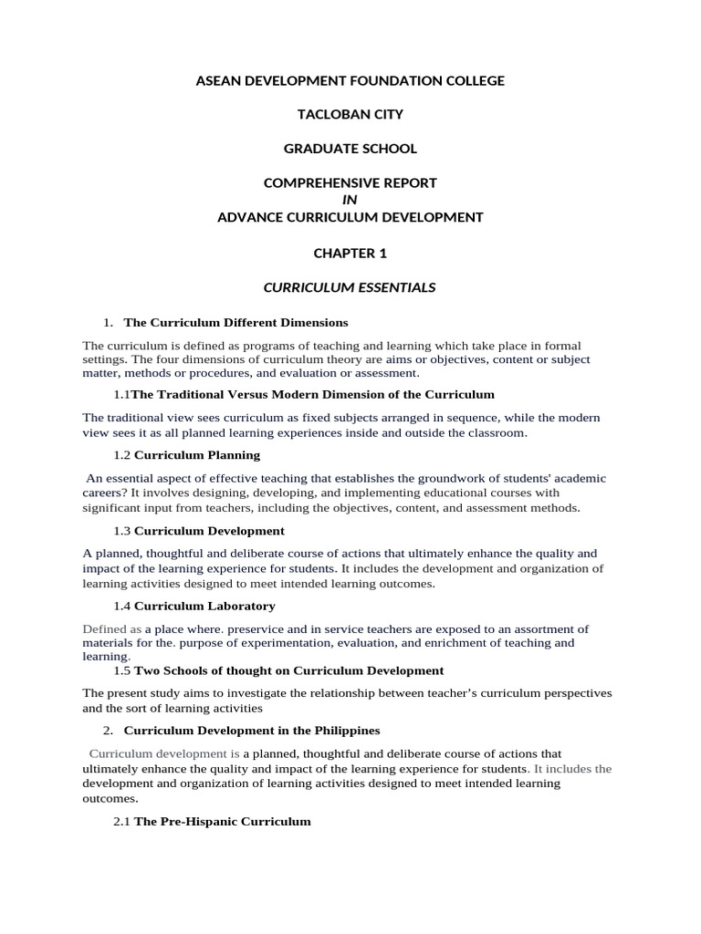 Comprehensive Report | PDF | Curriculum | Learning