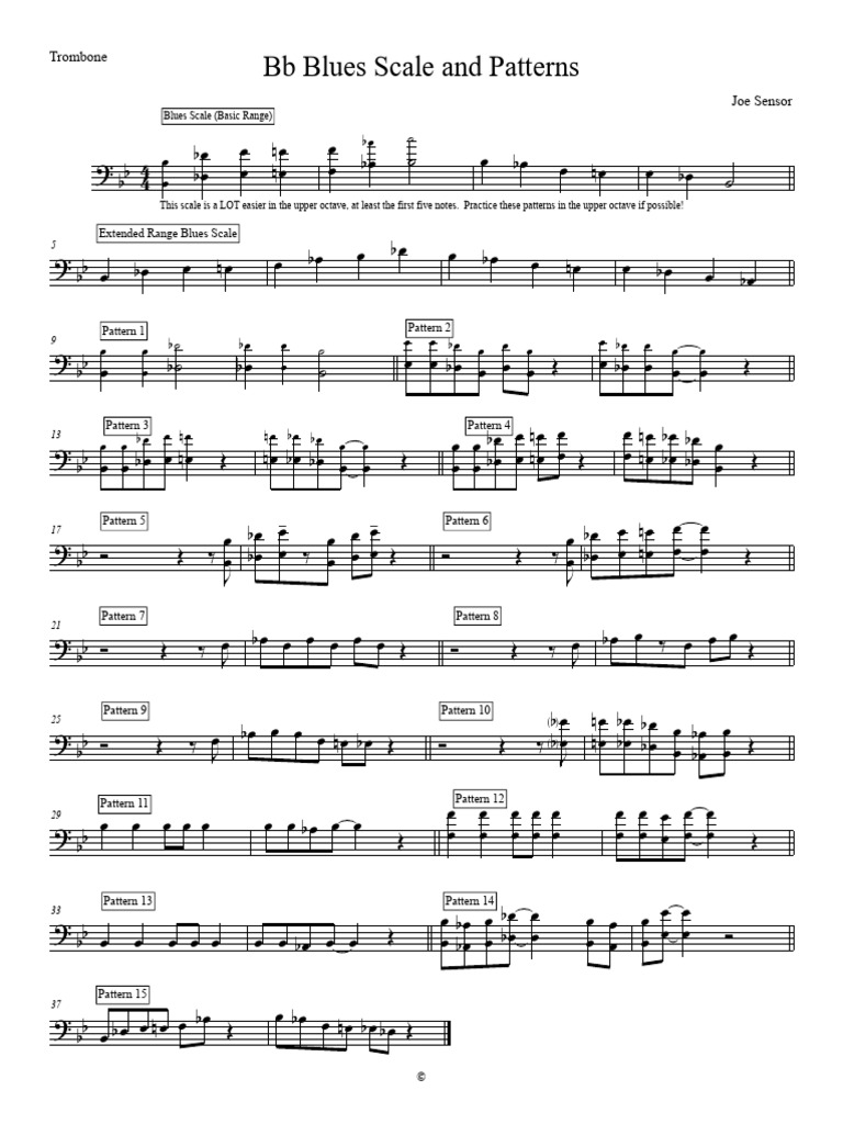 Blues Patterns - Trombone | PDF | Scale (Music) | Pitch (Music)