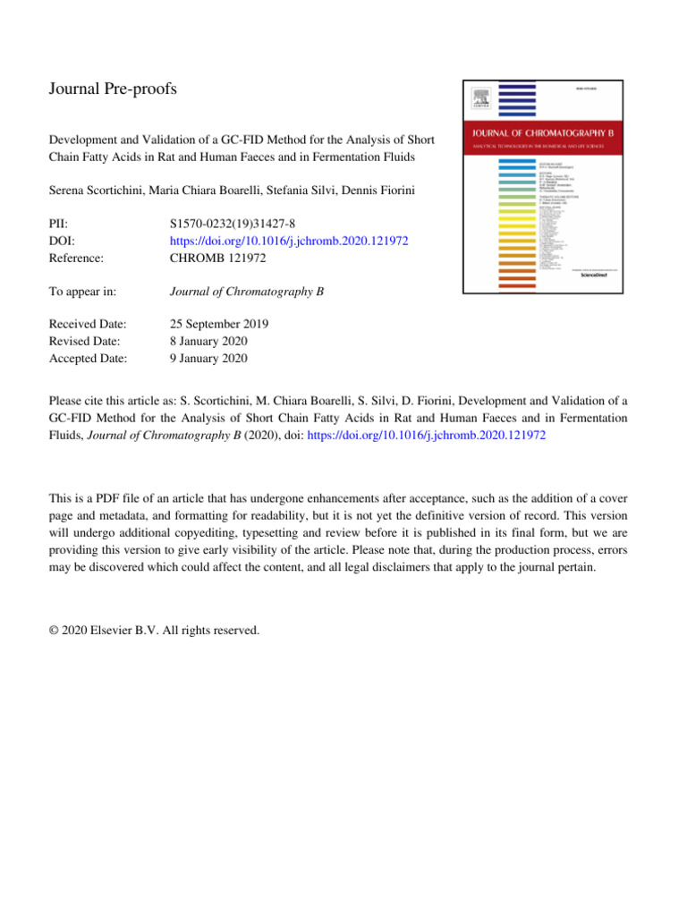 GC-FID Method for Analyzing SCFAs | PDF | Detection Limit | Gas ...