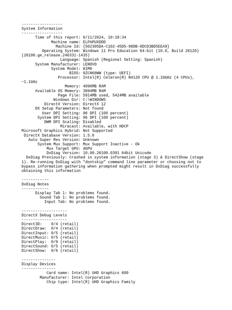 DX Diag | PDF | Codec | Device Driver