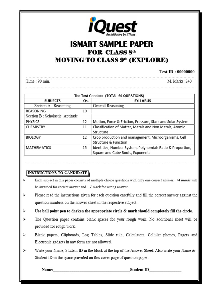Sample Paper 9 TH | PDF | Acceleration | Force