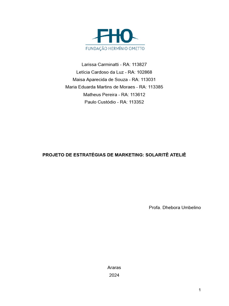 Relatório Estratégias de Marketing - Solarite | PDF | Despesa | Moda