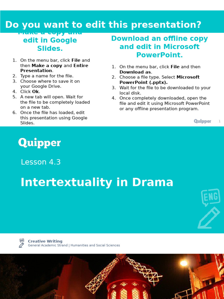 CRW11 - 12 Q2 0403M - PS - Intertextuality in Drama | PDF ...