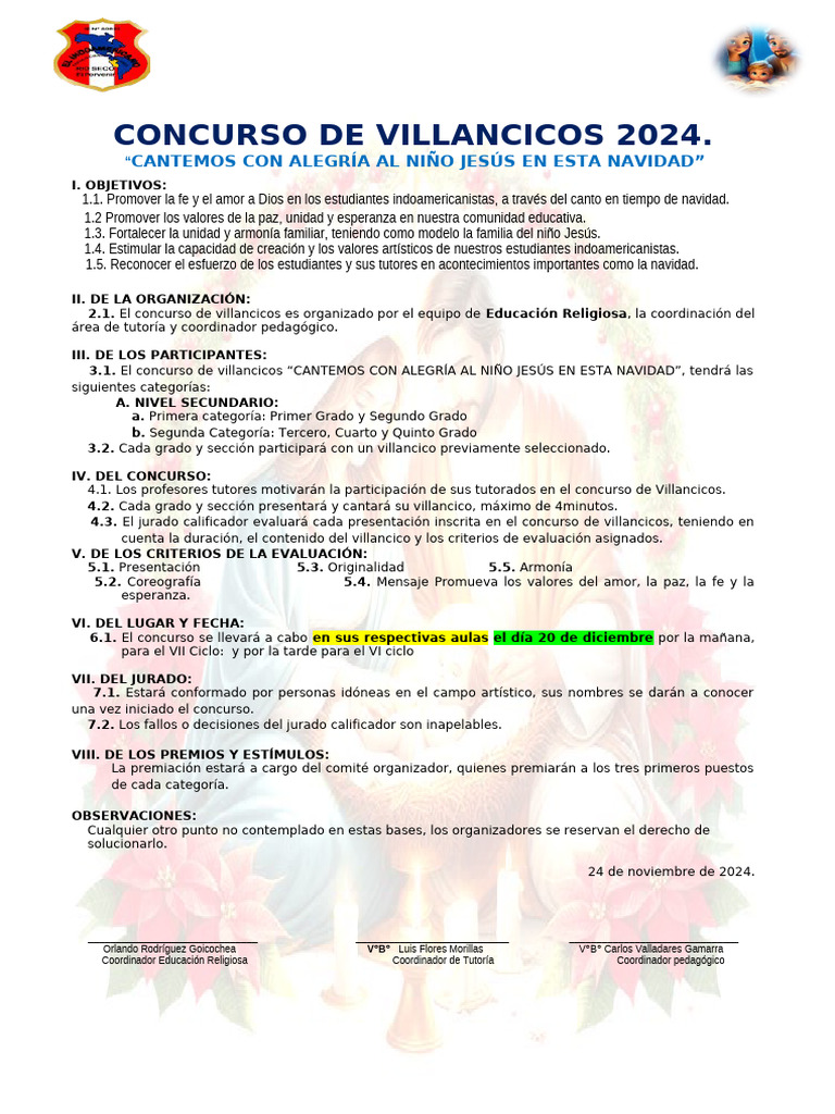 Bases Concurso de Villancicos 2024-1 | PDF