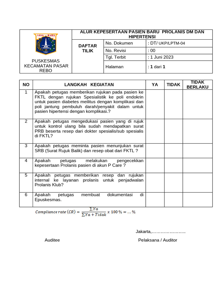 DT Sop Kepesertaan Prolanis | PDF