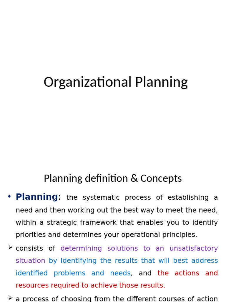 Planning ch4 Organizational Planning | PDF | Strategic Planning | Goal