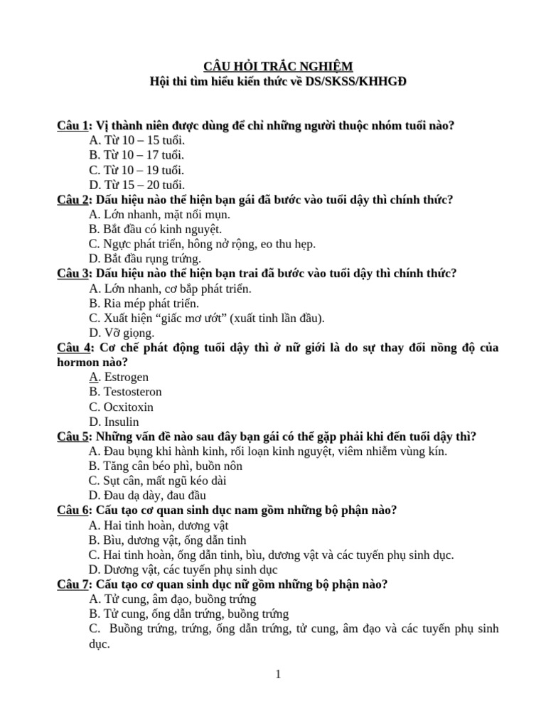 Bo Cau Hoi Trac Nghiem 2024 | PDF