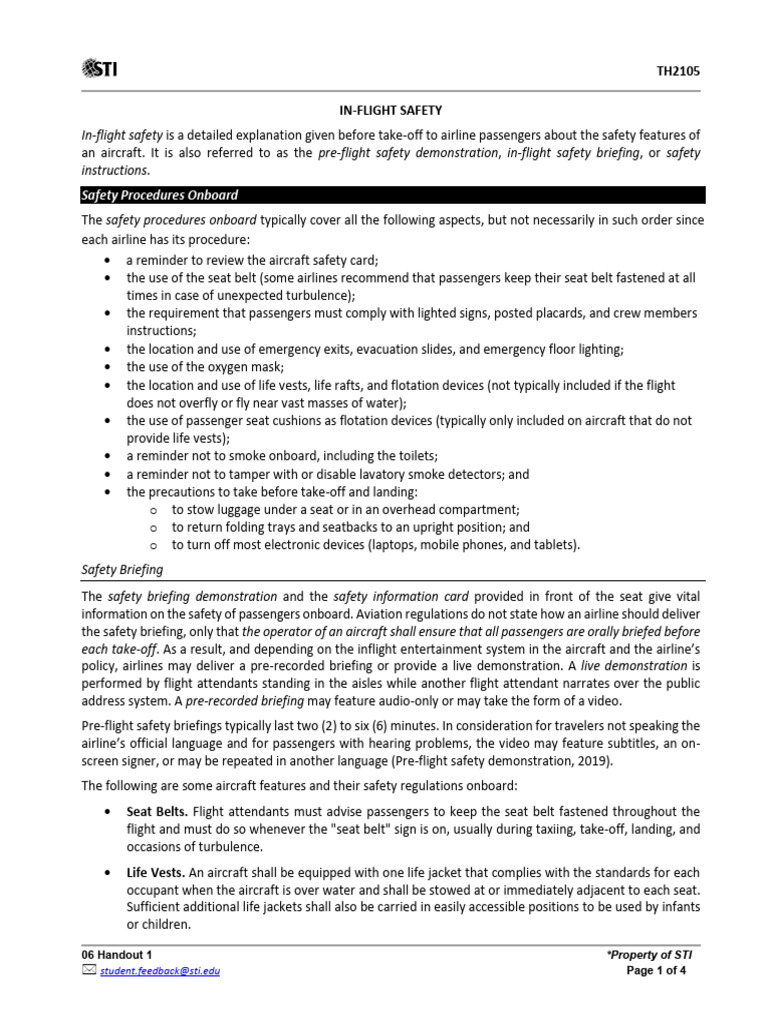 06_Handout_111-1 | PDF | Flight Attendant | Aviation