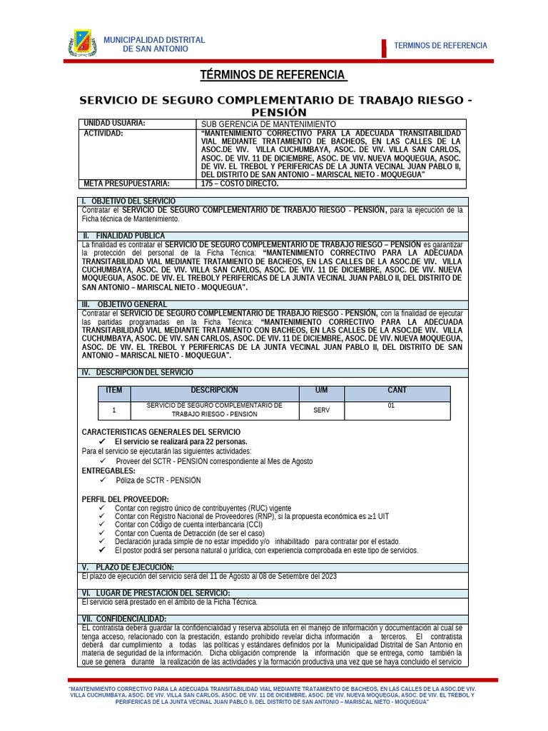 TDR de SCTR - Pension | PDF