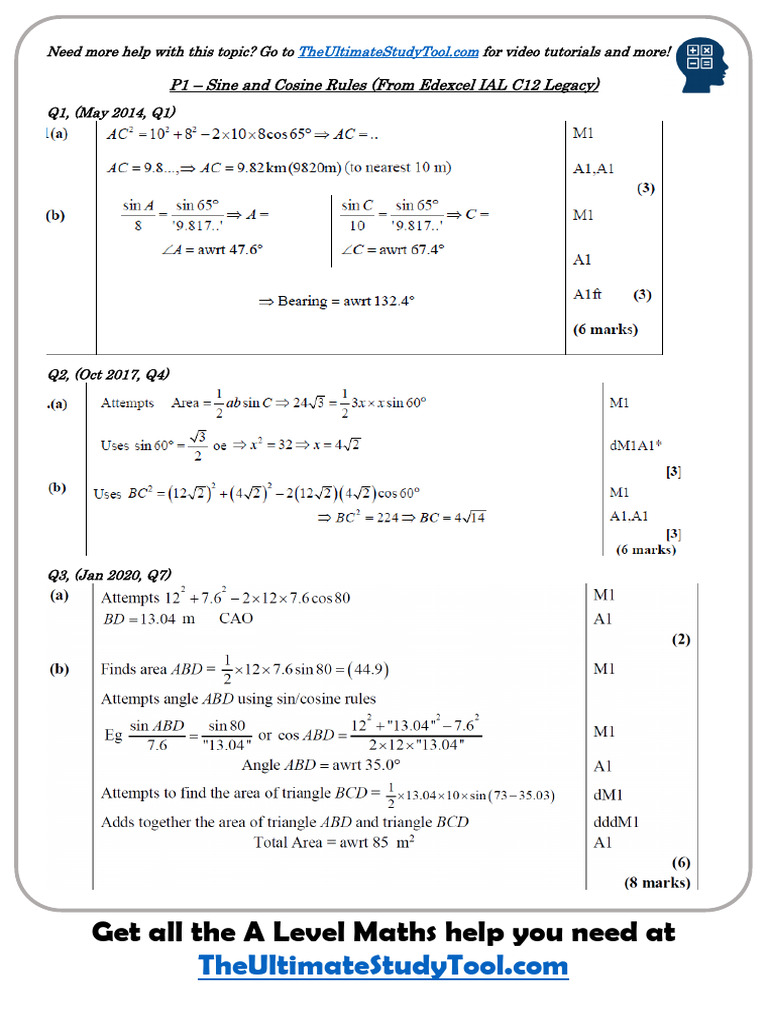 A Level Maths: Sine & Cosine Help | PDF