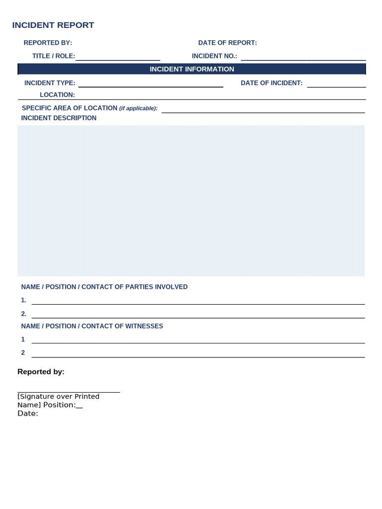Incident Report Format | PDF