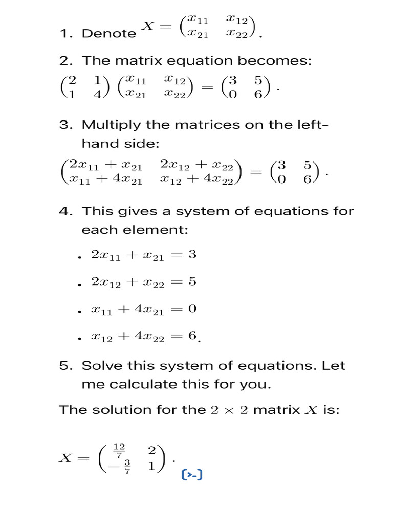 Matrix Equation Clarification | PDF