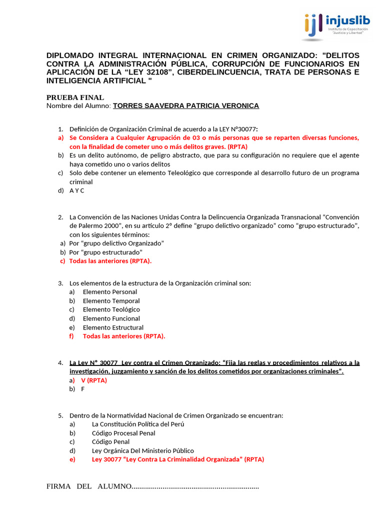 Examen Final Del Diplomado. Desarrollado | PDF | Crimen organizado ...