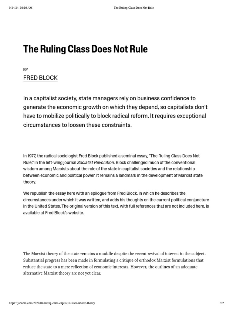 Rethinking Capitalist State Power | PDF | State (Polity) | Capitalism