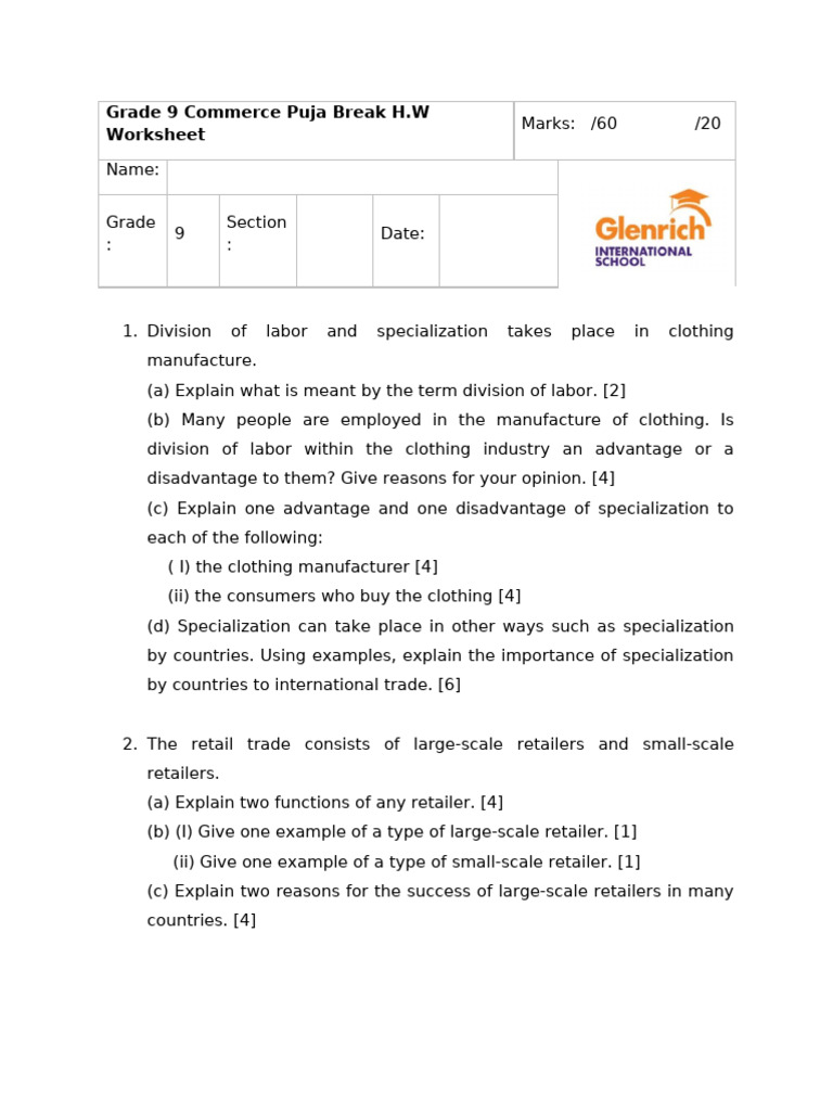 Grade 9 Commerce Puja Break H | PDF | Retail | Grocery Store