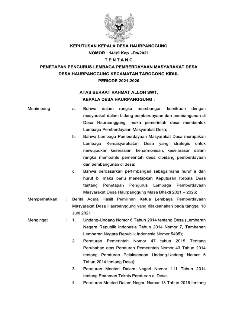 Contoh SK LPM DESA | PDF