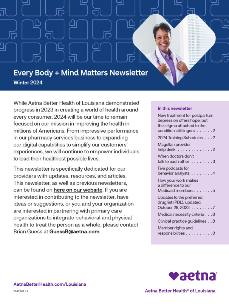 Abhla Winter 2024 Provider Newsletter | PDF | Major Depressive Disorder ...
