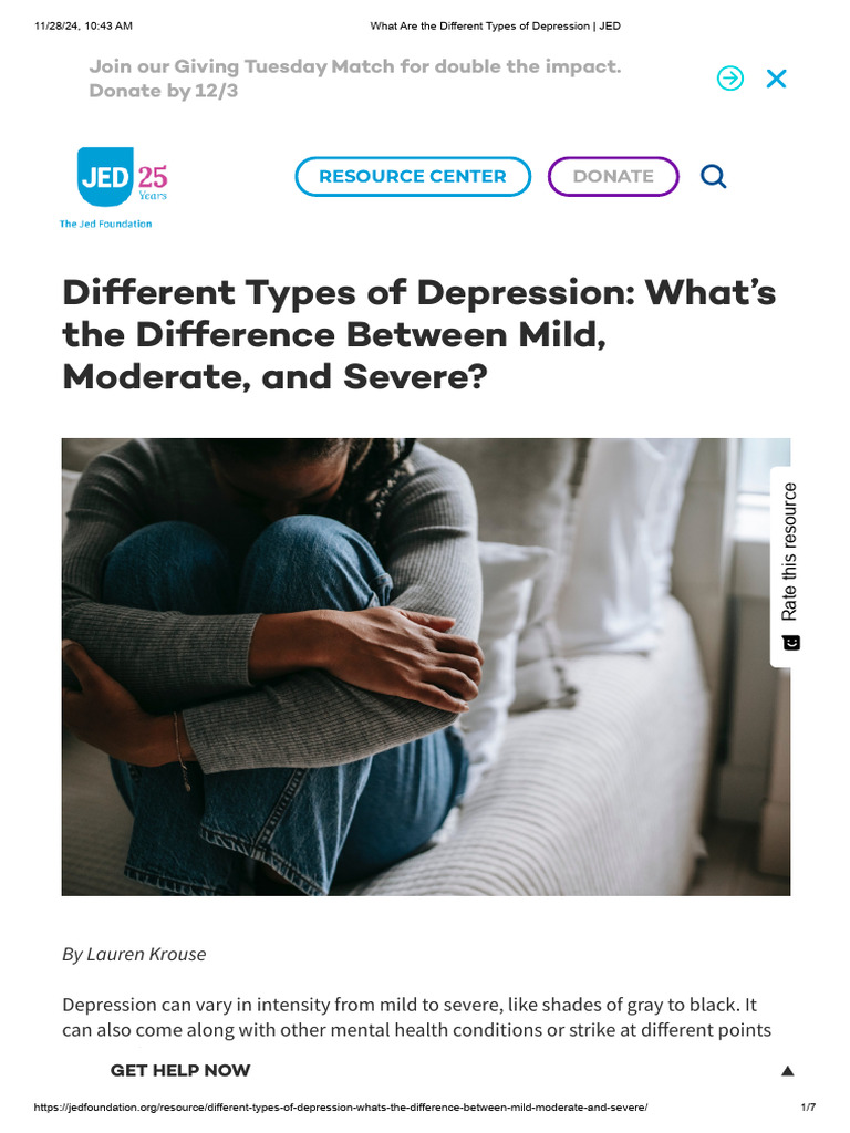 What Are The Different Types of Depression - JED | PDF | Major ...