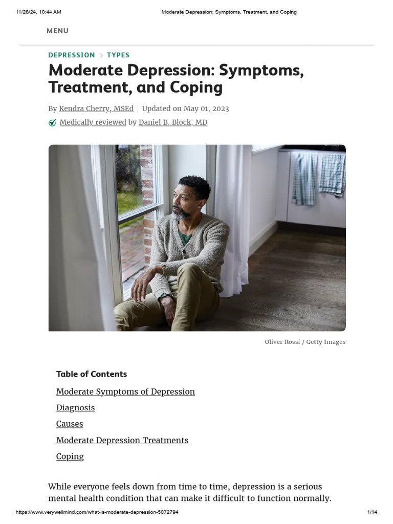 Moderate Depression - Symptoms, Treatment, and Coping | PDF | Major ...