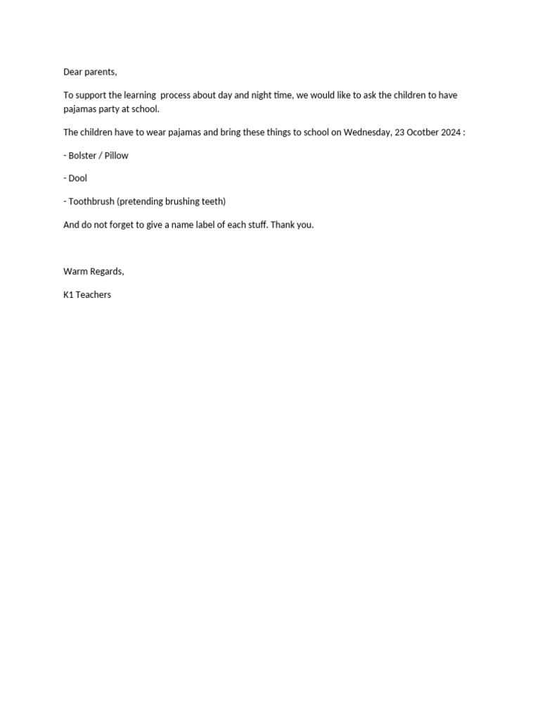Dear Parents | PDF