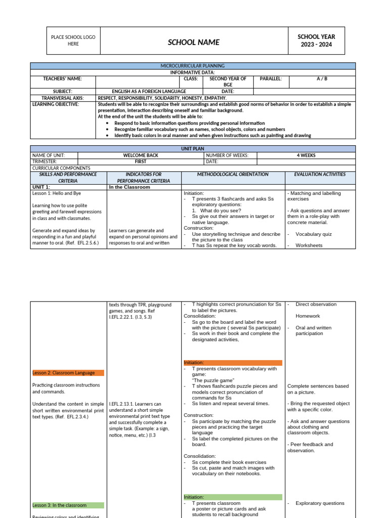 2 Go English Book Unit 1 - 6 | PDF | Vocabulary | Reading Comprehension
