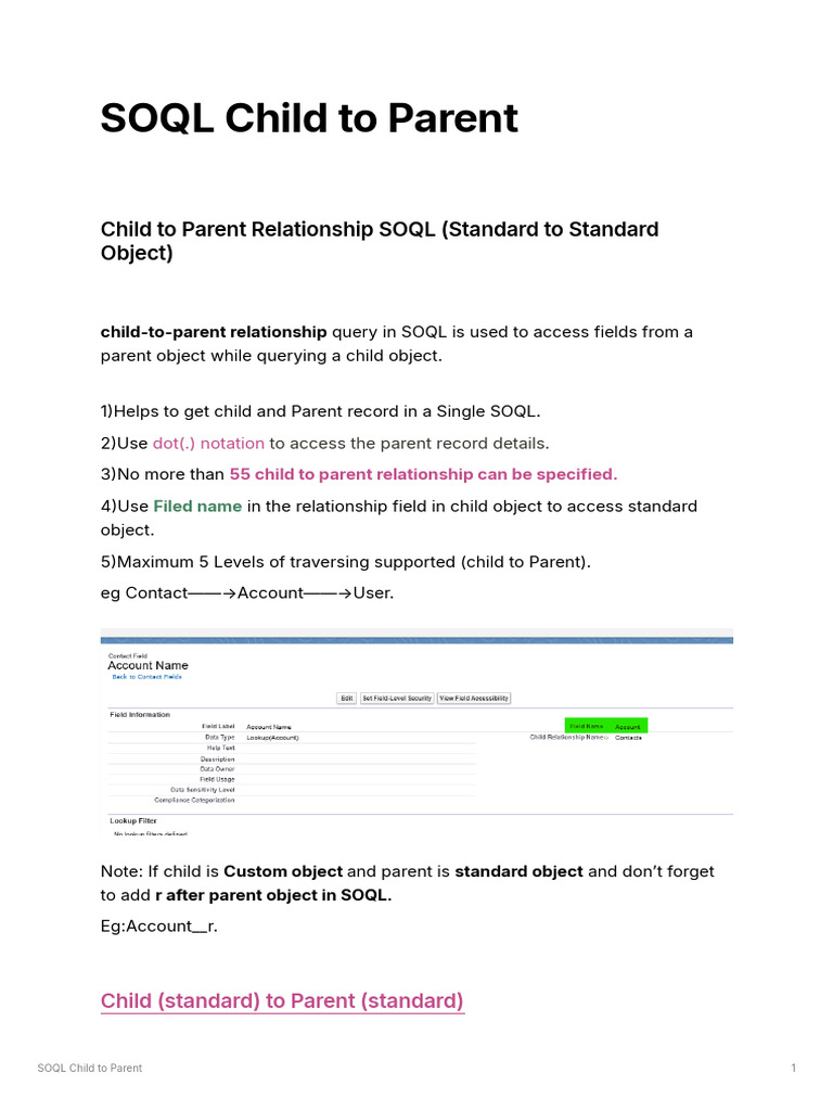 Child To Parent Relationship in SOQL | PDF